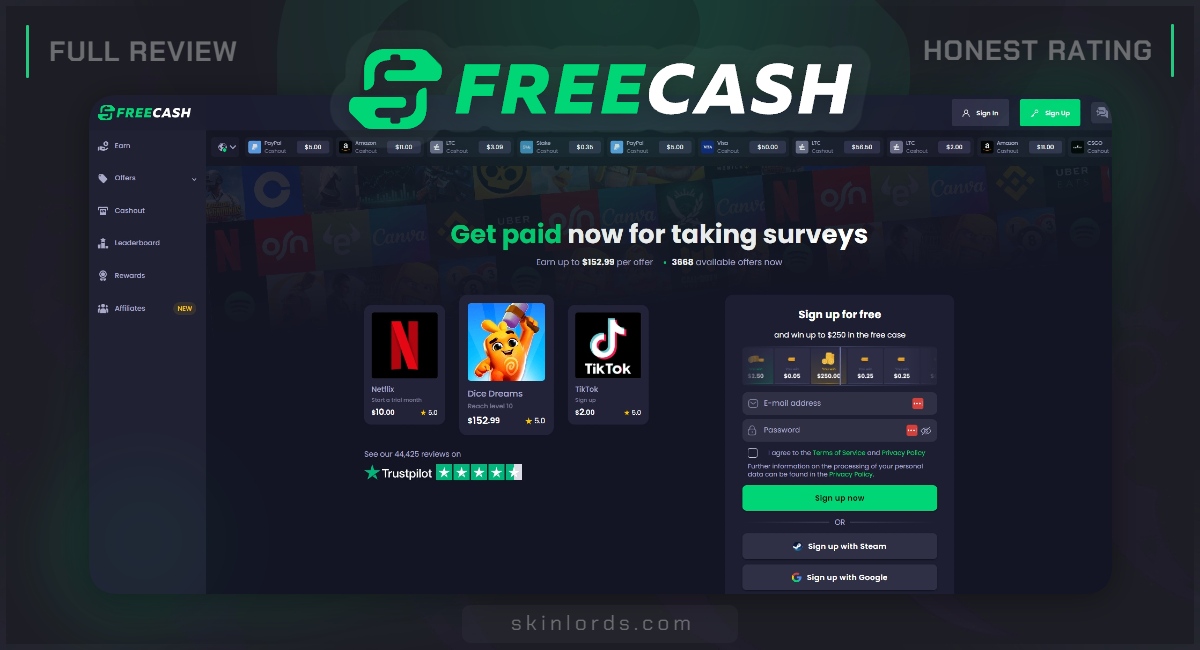 FreeCash.com Review 2025 | Honest Ratings | Free Sign-up Bonus