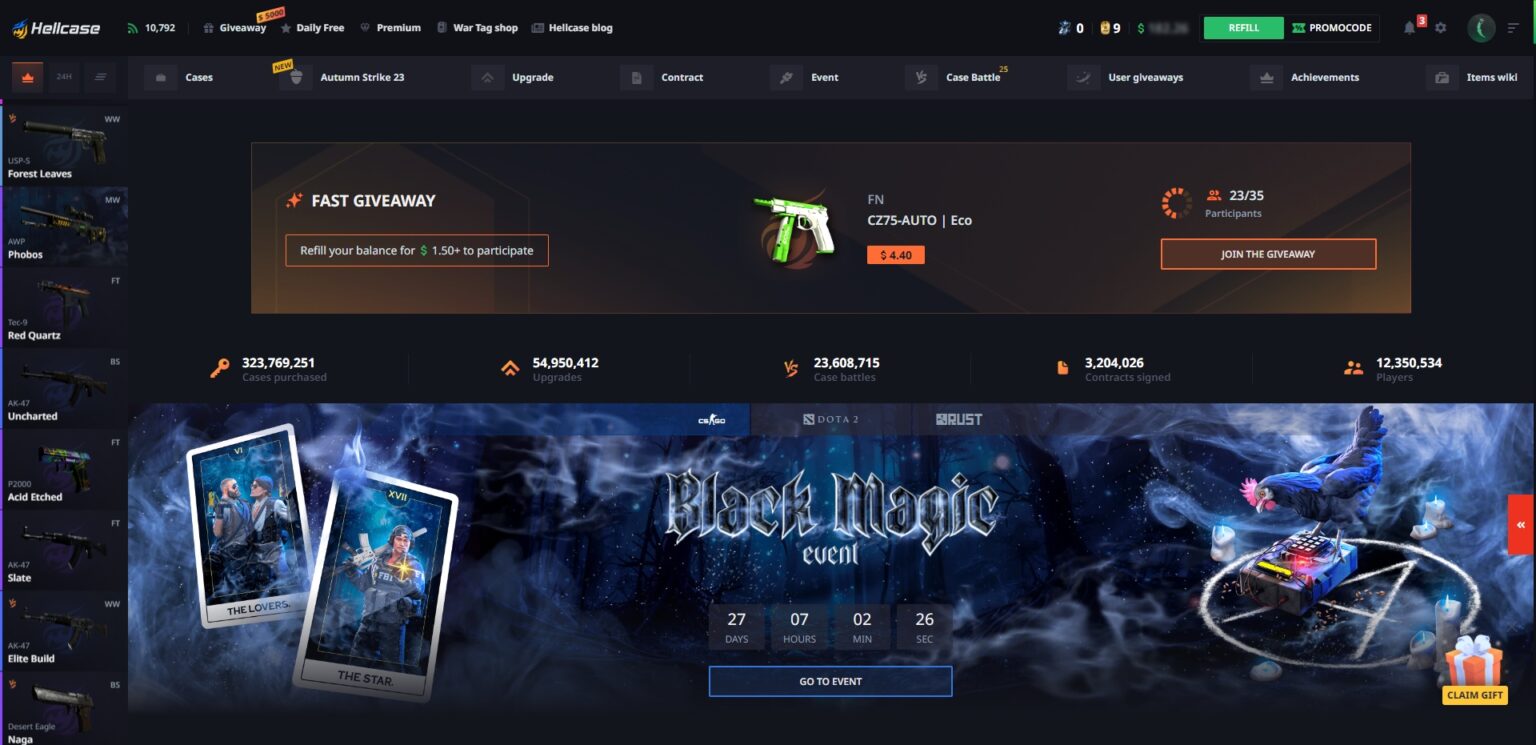 Hellcase Review 2024 | Features | Rating | Free Bonus Code